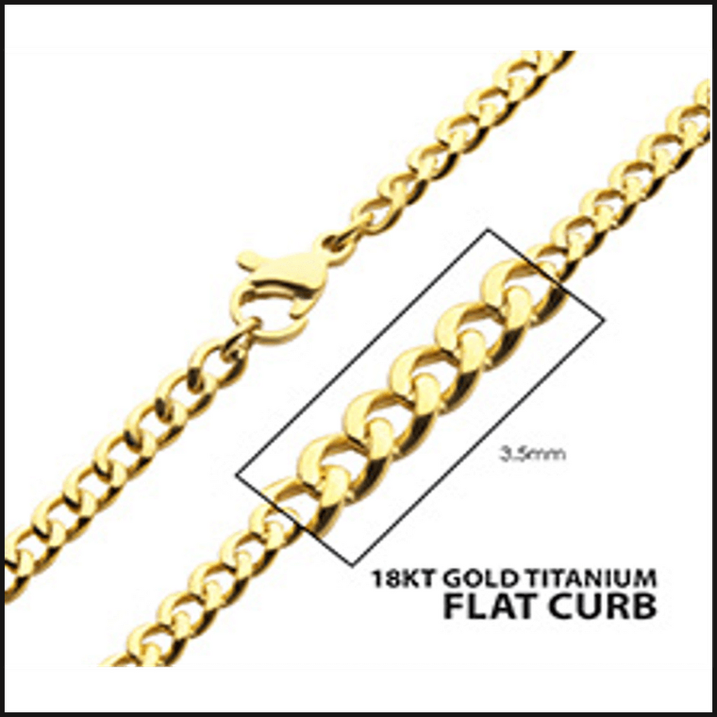 Titanium Gold Ion Plated 18K Flat Curb Chain 3.5 MM X 20 – That Guy's ...
